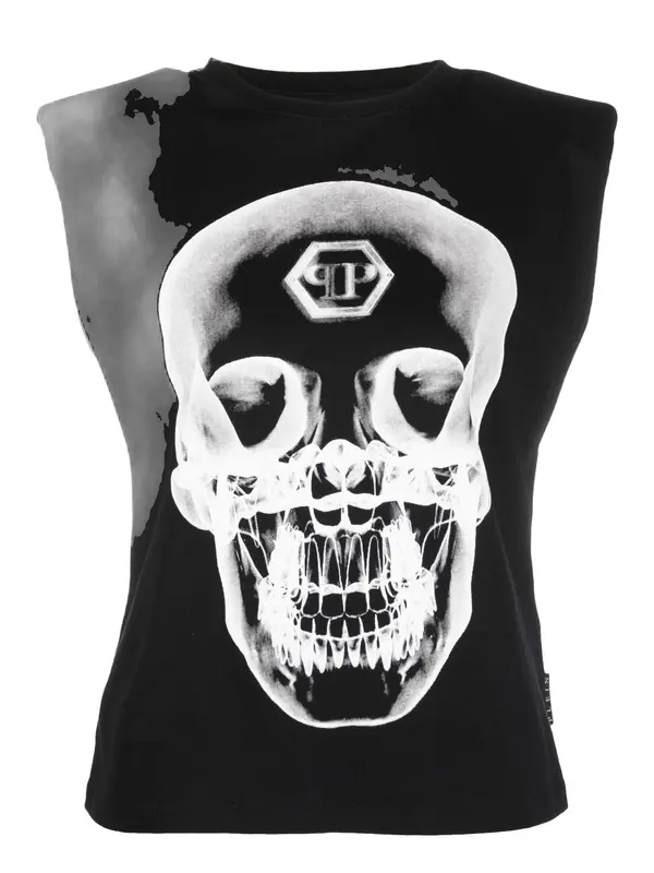 Philipp Plein Graphic-print Sleeveless Top - Black