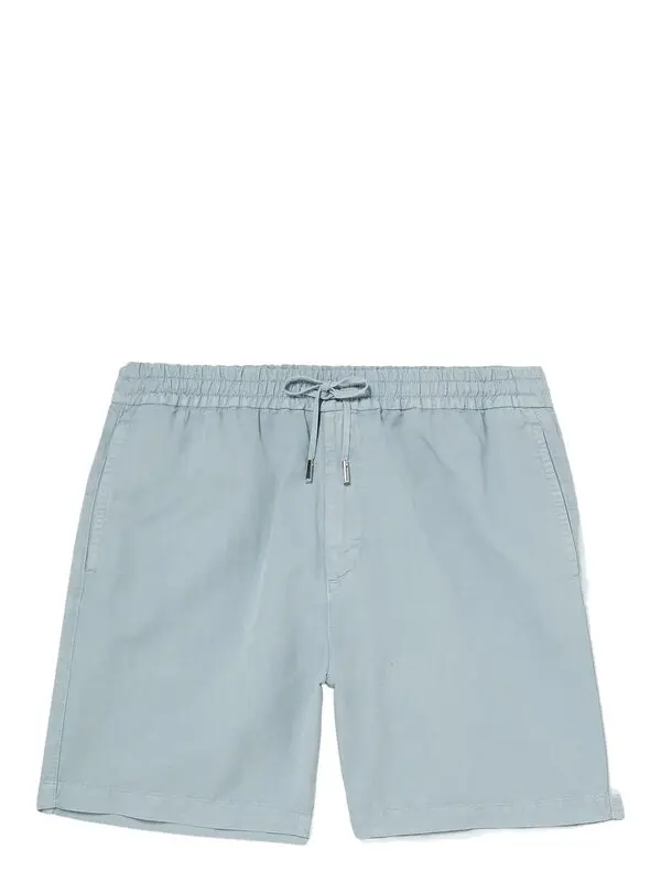 Mr P. Cotton And Linen-blend Twill Drawstring Shorts - Blue