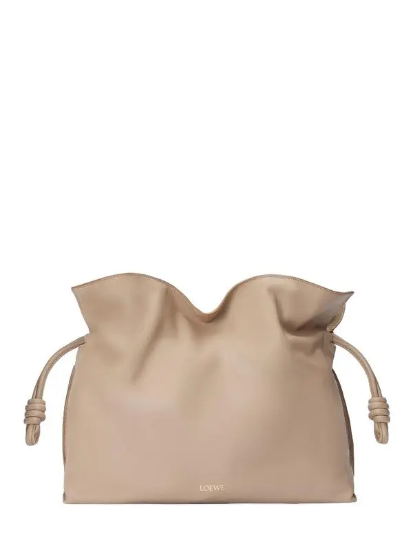 Loewe Flamenco Knot Leather Shoulder Bag - Sand
