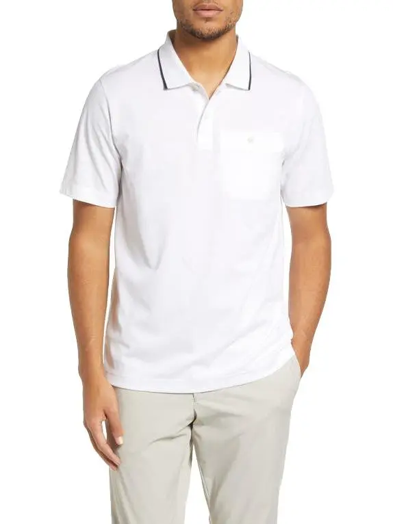 Ted Baker London Galton Tipped Cotton Blend Polo - White