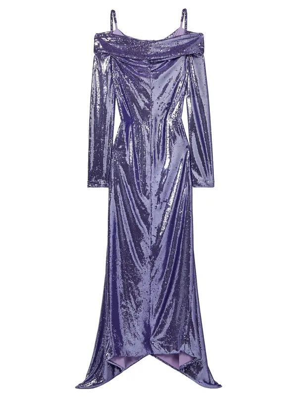 Attico Fanny Cold-shoulder Gown - Purple