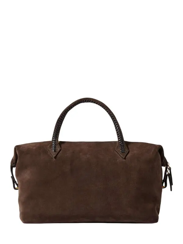 METIER Perriand City Braided Leather-trimmed Suede Tote - Chocolate