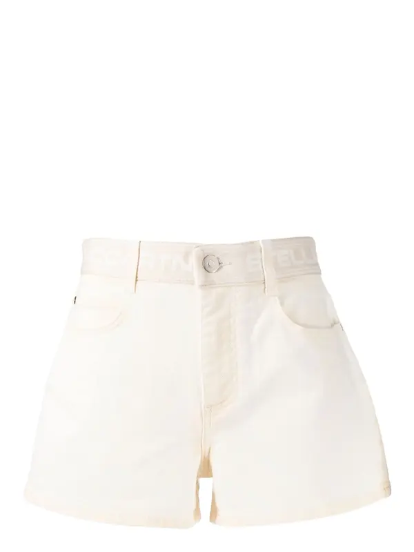 Stella McCartney Logo-waistband Mini Shorts - Neutrals