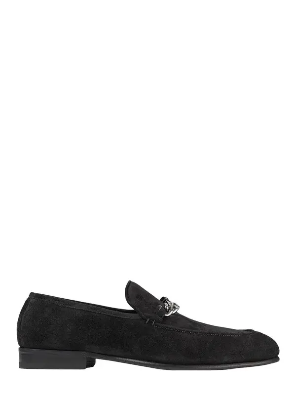 JIMMY CHOO Marti Reverse Suede Loafers - Black
