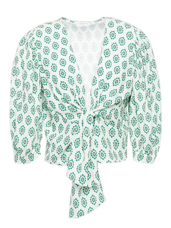 Sandro Knotted Printed Top - White
