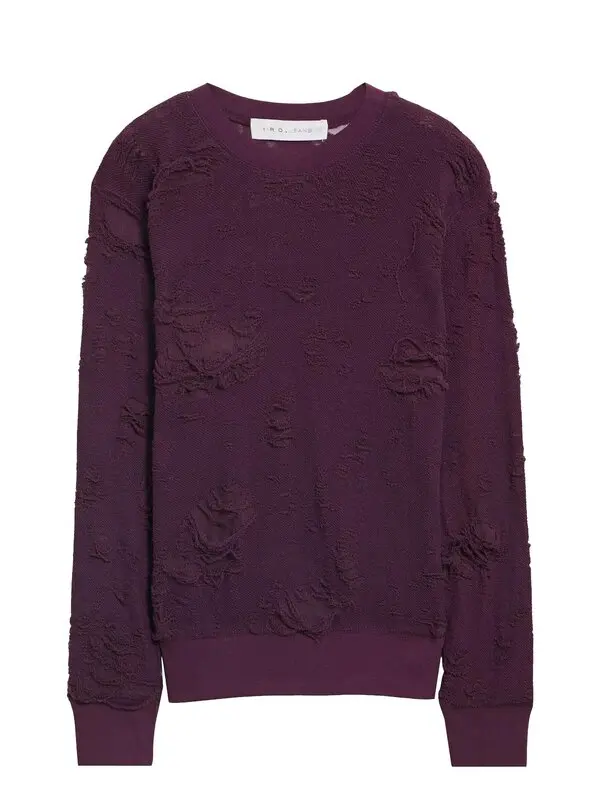 IRO PARIS Kismet Distressed Terry Sweatshirt - Violet