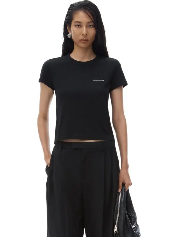 Alexander Wang Logo-print Shrunken Jersey Tee - Black