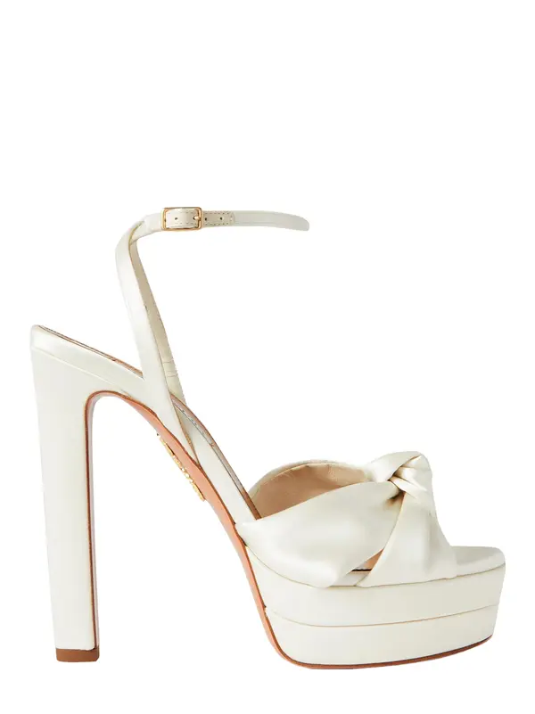 AQUAZZURA Cupid Plateau 130 Knotted Platform Sandals - White