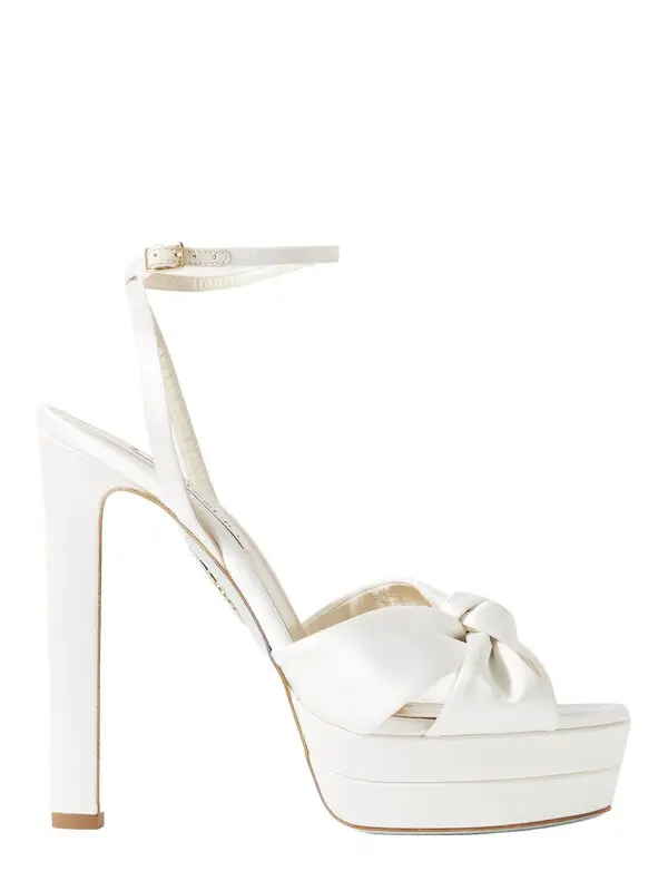 AQUAZZURA Cupid Plateau 130 Knotted Platform Sandals - White