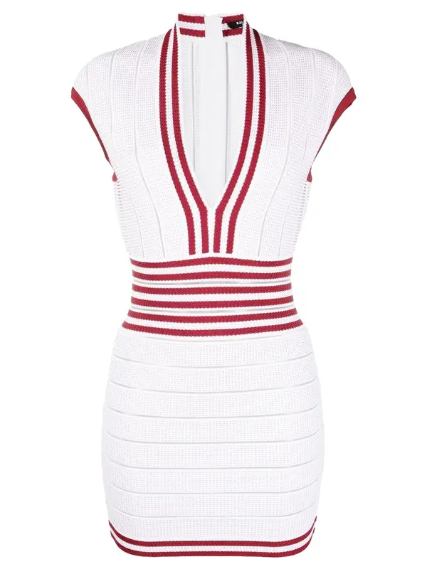 Balmain Ribbed-knit Bodycon Mini Dress - White