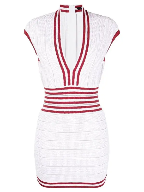 Balmain Ribbed-knit Bodycon Dress - White