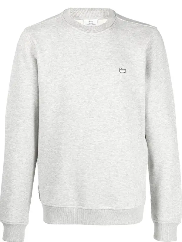 Woolrich Organic Cotton Blend Sweatshirt With Sheep Patch - Grey