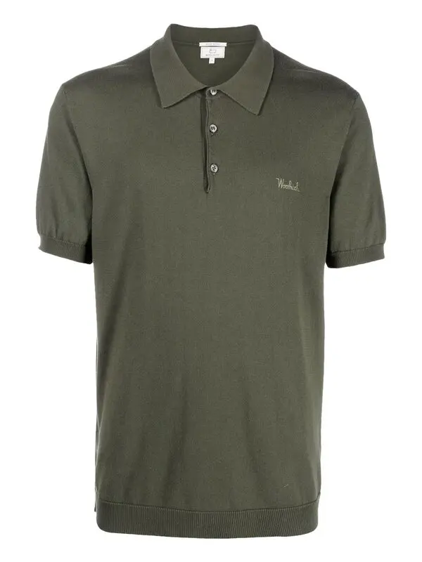 Woolrich Logo-embroidered Knitted Polo Shirt - Green