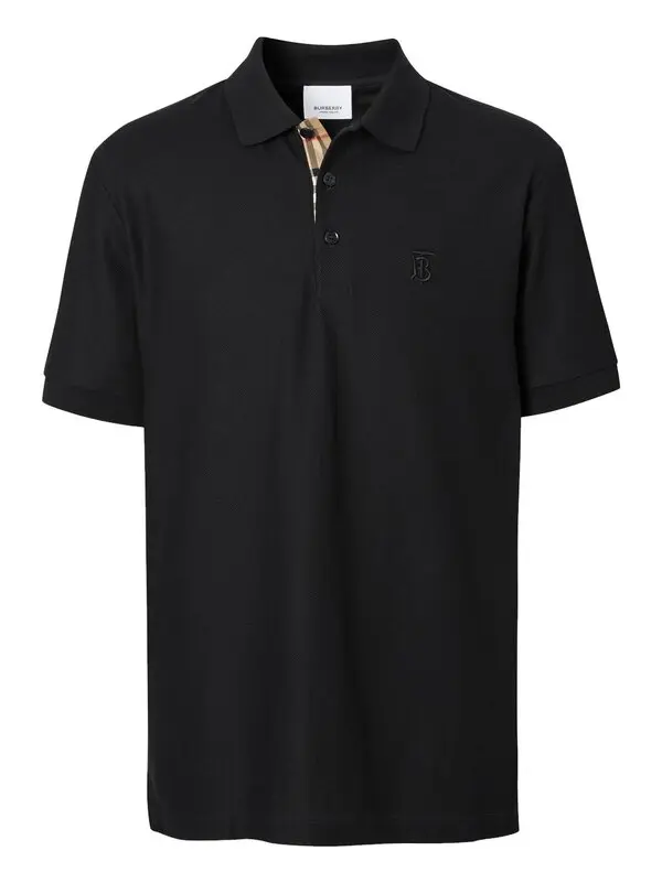 Burberry Monogram Cotton Piqué Polo Shirt - Black