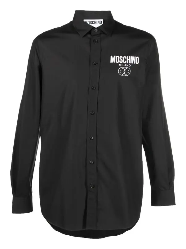 Moschino Logo-print Long-sleeve Shirt - Black