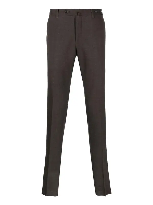 PT TORINO Tailored-cut Tapered Trousers - Brown
