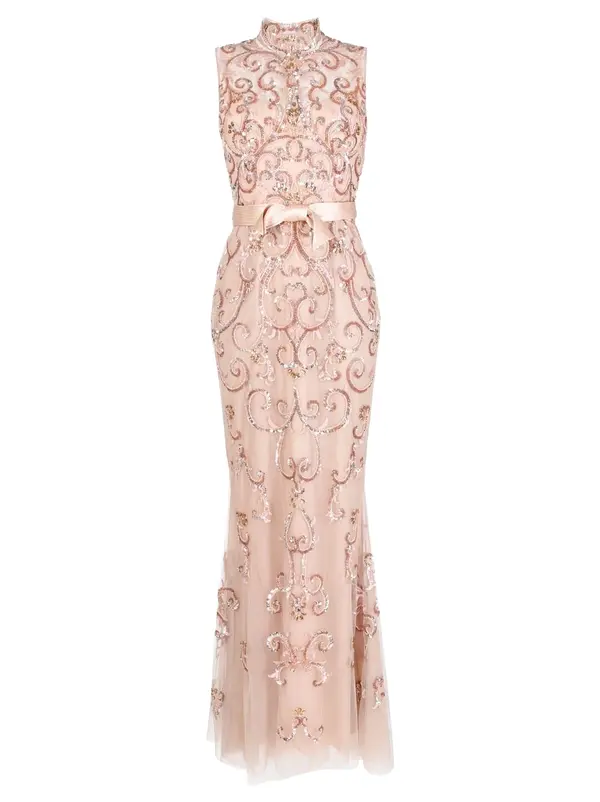 Zuhair Murad Embellished High Neck Gown - Pink