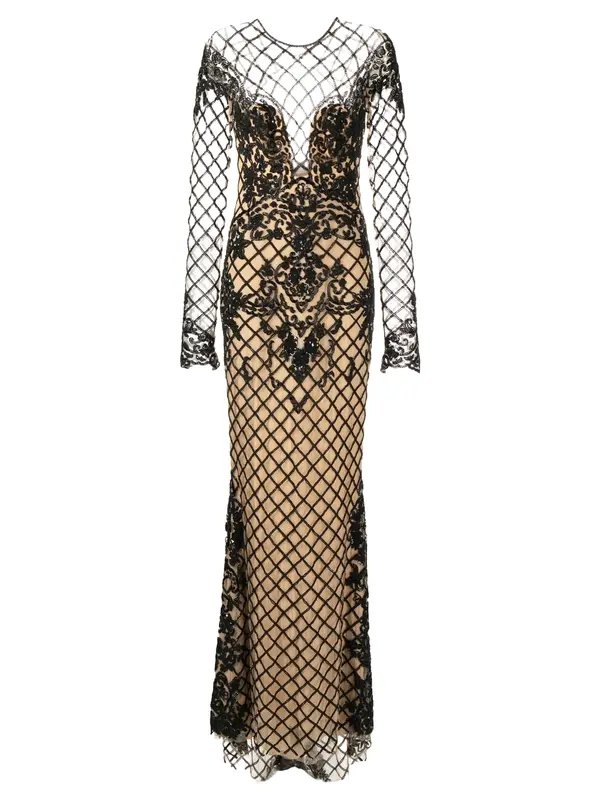 Zuhair Murad Bead-detail Cut-out Gown - Neutrals