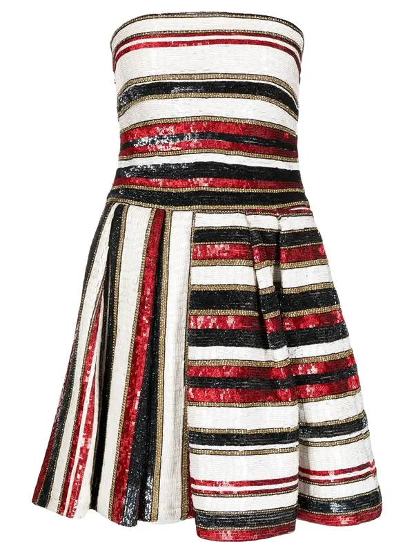 Zuhair Murad Sequinned Stripe-print Mini Dress - Red