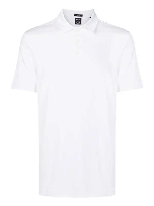 BOSS Logo-print Organic Cotton Polo Shirt - White