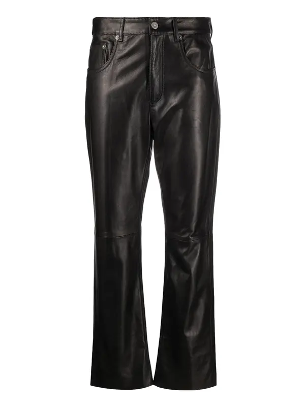 GOLDEN GOOSE Straight-leg Leather Trousers - Black