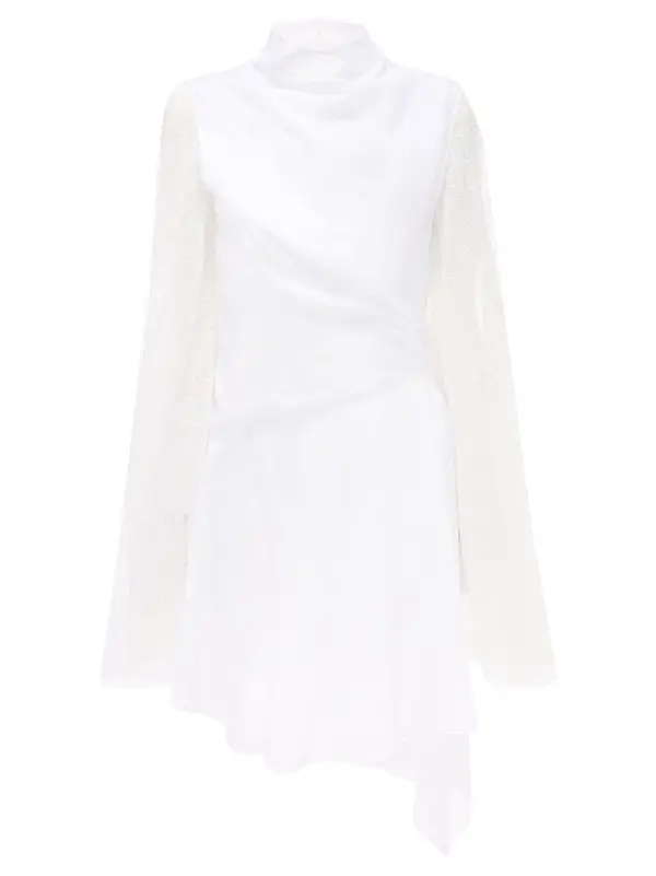 JW Anderson Sheer-sleeve Asymmetric Dress - White