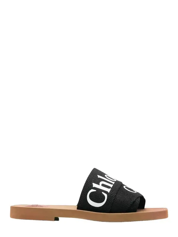 Chloé Woody Logo Slides - Black