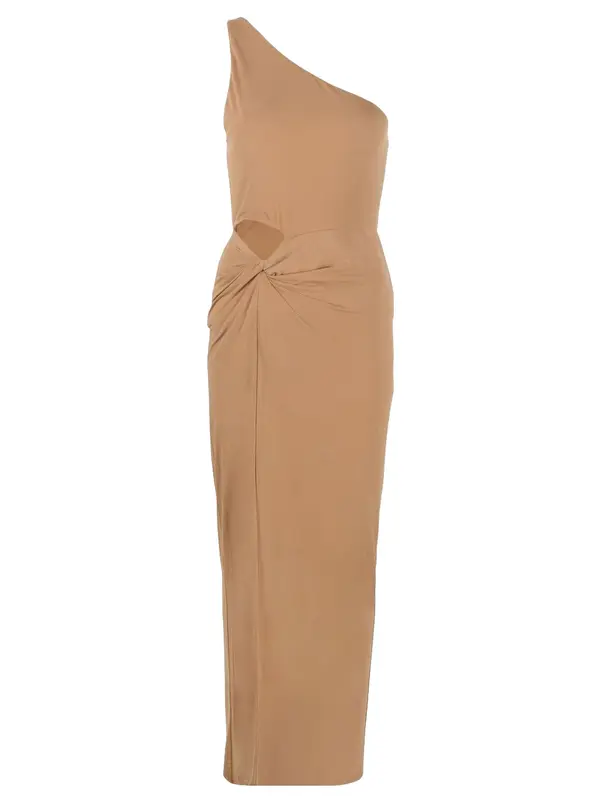 Alice + Olivia One-shoulder Dress With Slit - Brown