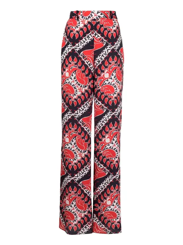 Valentino Garavani Archive Manifesto Straight-leg Trousers - Red