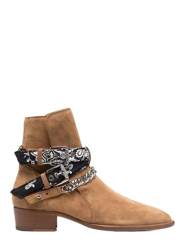 Amiri Bandana Chain-link Ankle Boots - Neutrals