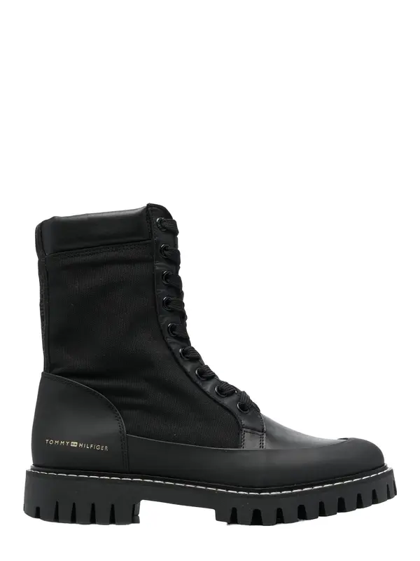 Tommy Hilfiger Logo-stamp Lace-up Boots - Black