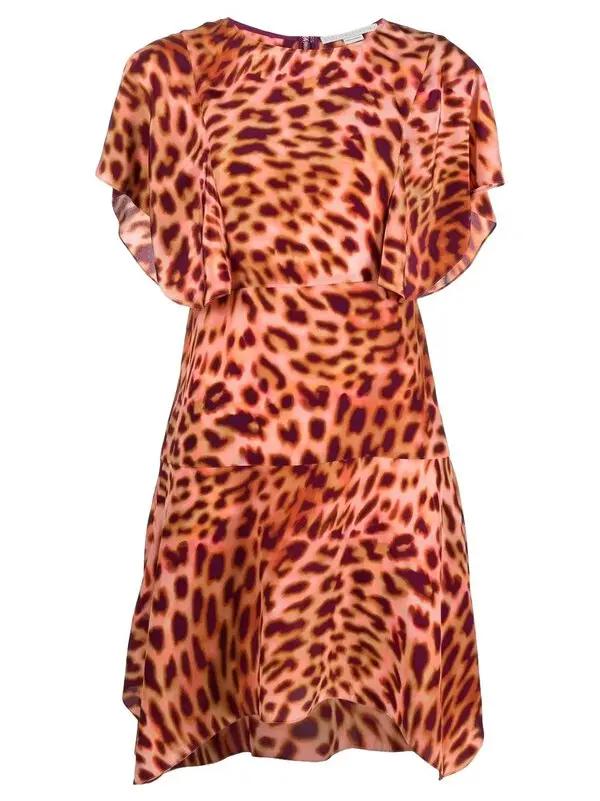 Stella McCartney Leopard-print Silk Flounce Dress - Pink