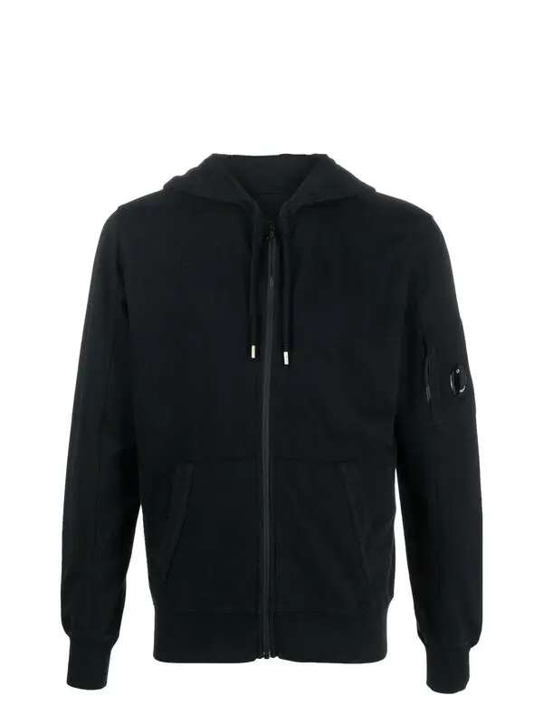 C.P. COMPANY Zipped Hoodie With Logo - Black