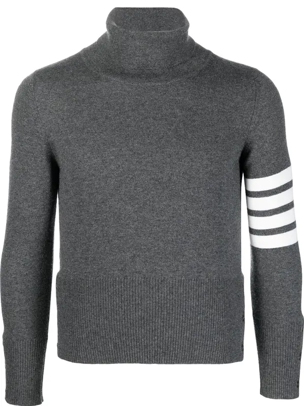 Thom Browne 4-bar Stripe Cashmere Turtleneck - Grey