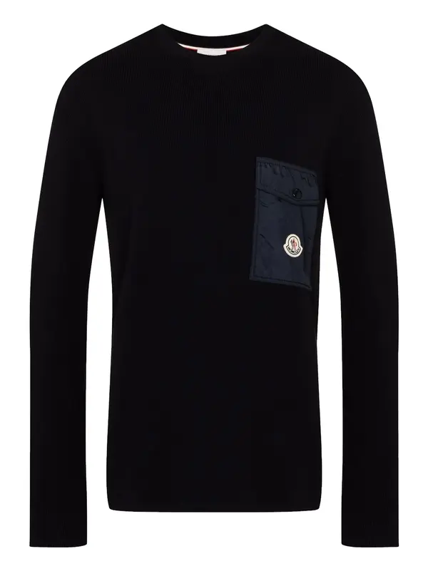 Moncler Logo-patch Ribbed Jumper - Blue