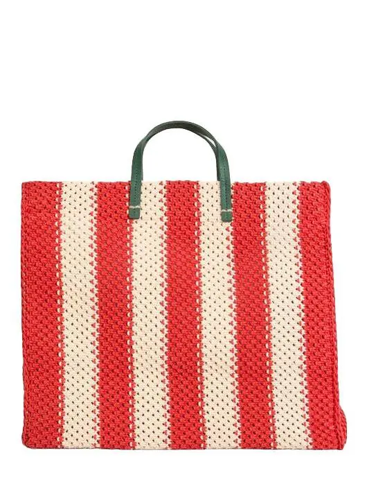 Clare V. Crochet Tote - Cream/bright Poppy Crochet
