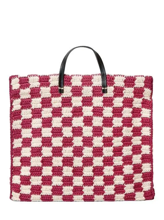 Clare V. Crochet Tote - Plummy/cream