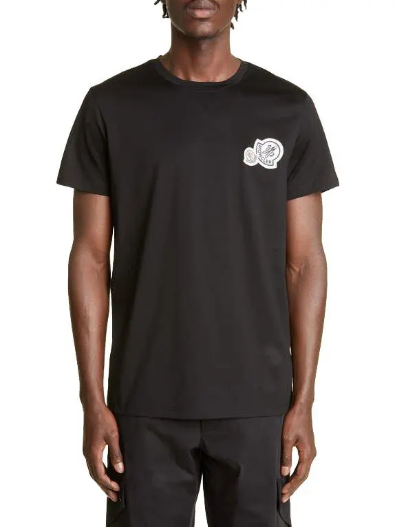 Moncler Double Logo Patch Cotton T-shirt - Black