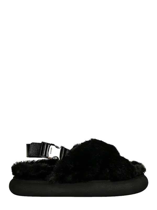 Moncler Solarisse Faux Fur Sandals - Black