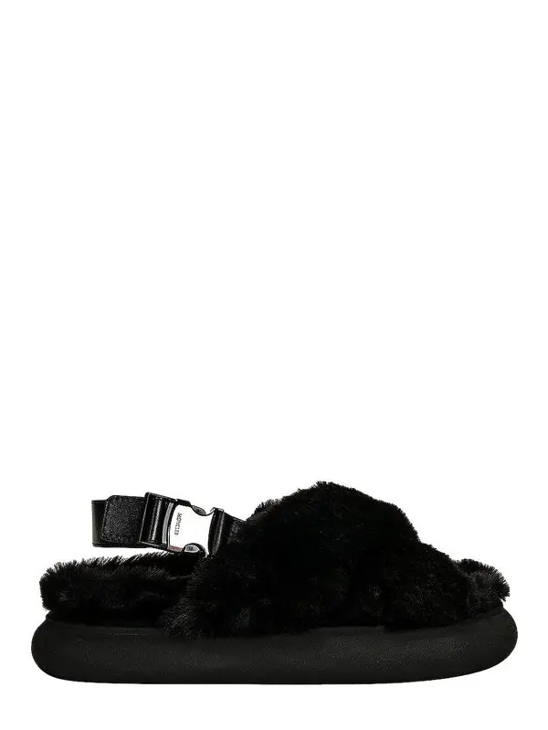 Moncler Solarisse Faux Fur Sandals - Black