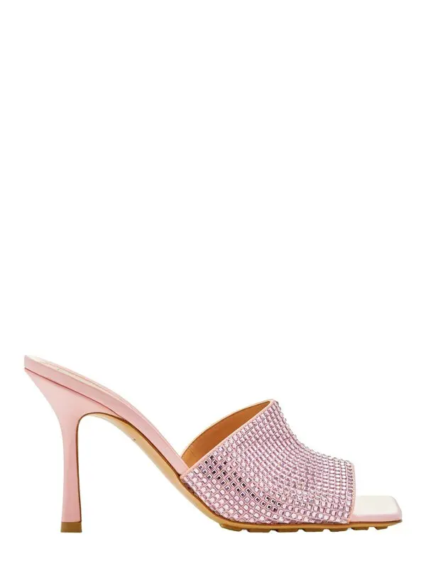 Bottega Veneta Sparkle Slide Stretch Satin Sandals - Pink