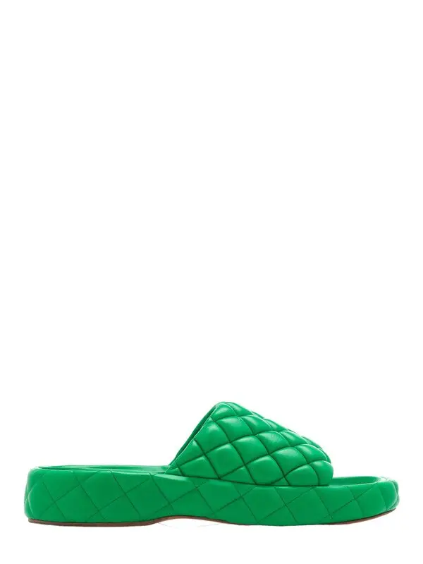Bottega Veneta Padded Matelasse Slide Sandals - Green