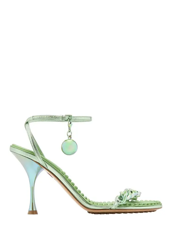 Bottega Veneta Dot Lounge Metallized Sandals - Green