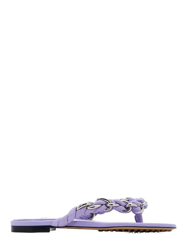 Bottega Veneta Dot Lagoon Chain Flat Sandals - Purple