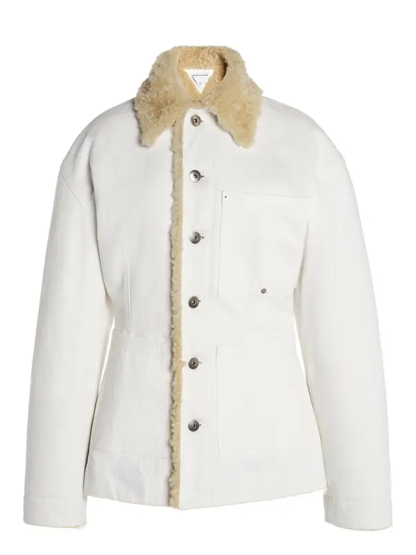 Bottega Veneta Denim Shearling Jacket - White