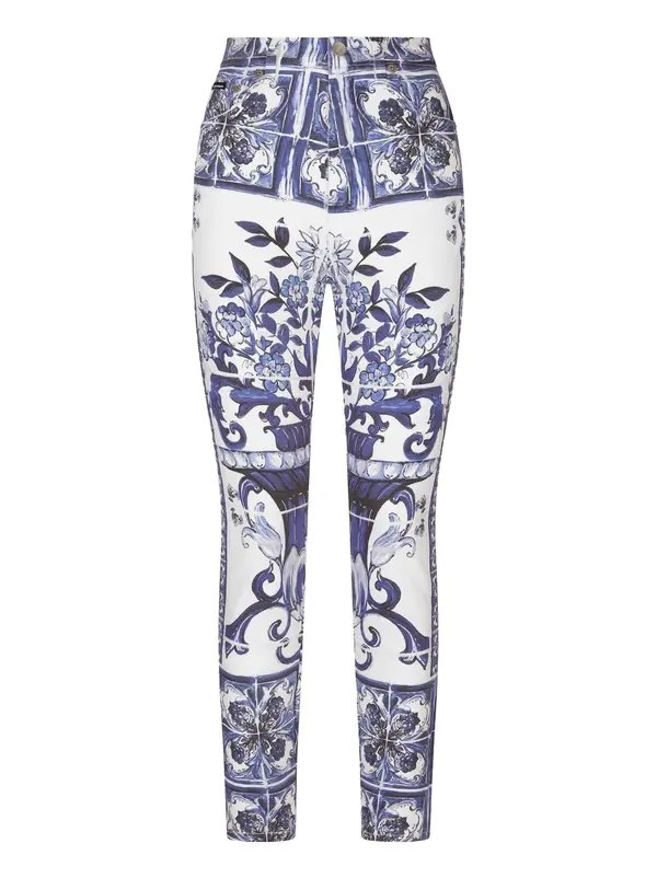 Dolce & Gabbana Majolica-print Skinny Jeans - Blue