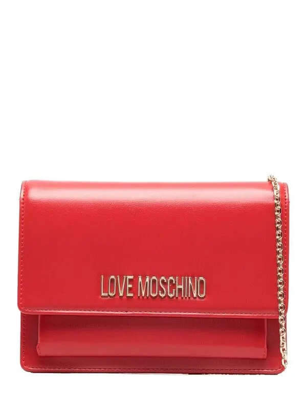 Moschino Plaque Satchel Bag - Red