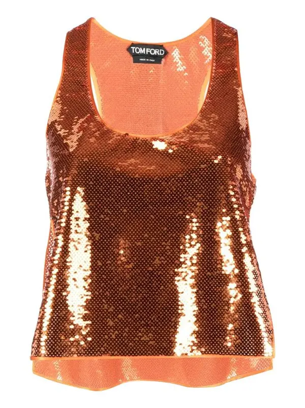 TOM FORD Sequin Embellished Vest Top - Orange
