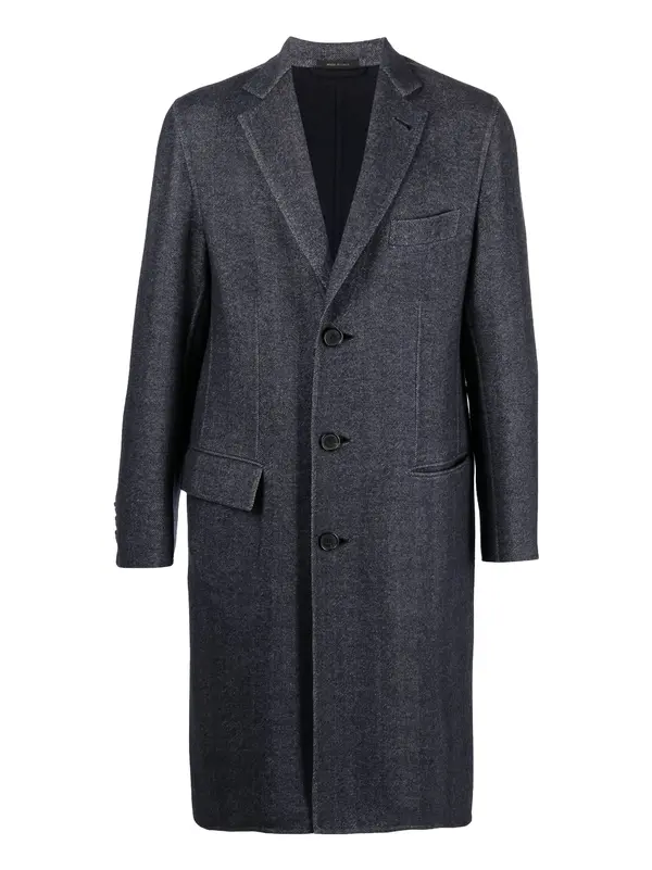 Brioni Single-breasted Wool Coat - Blue