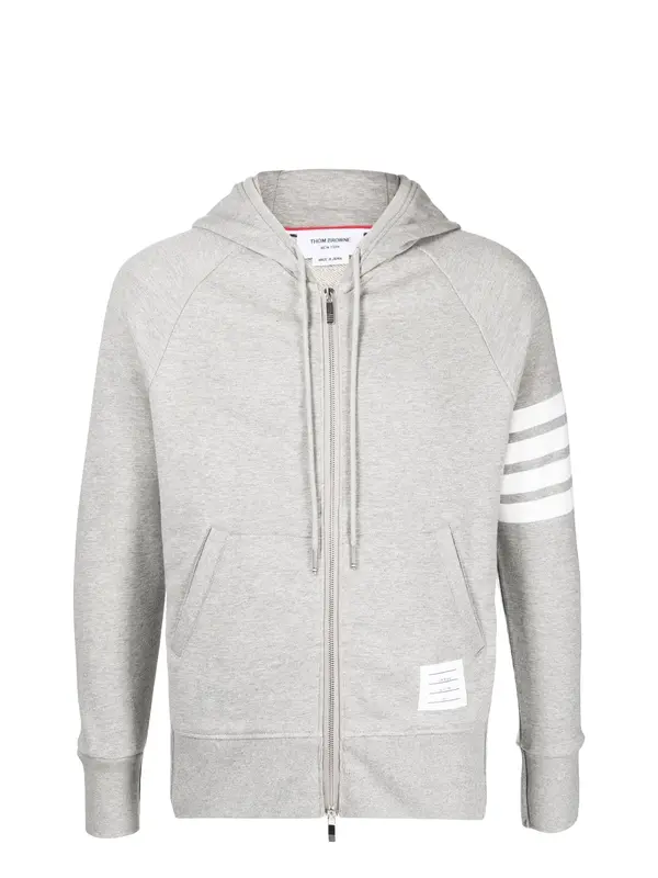 Thom Browne 4-bar Zip-up Hoodie - Grey
